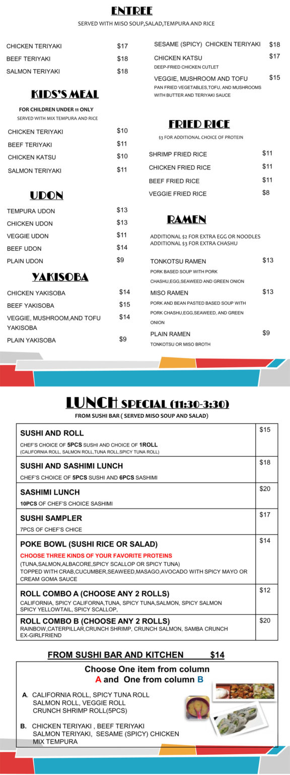 Our Full Menu - Sushi Plus One